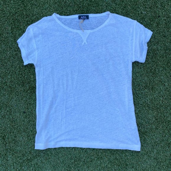 A.P.C. | Tops | Apc White Linen Teeshirt | Poshmark